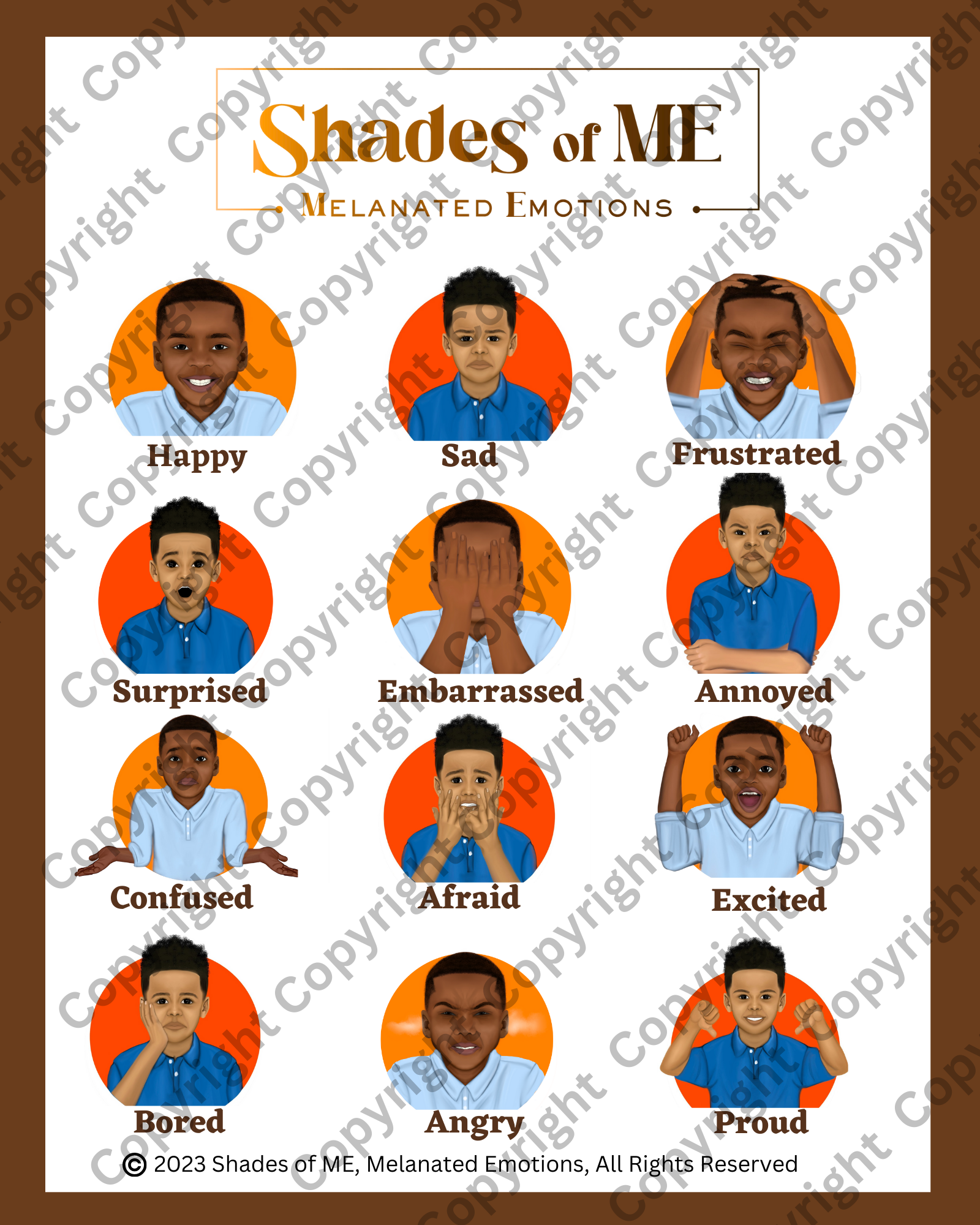 Shades of ME - Feelings Chart - Boys